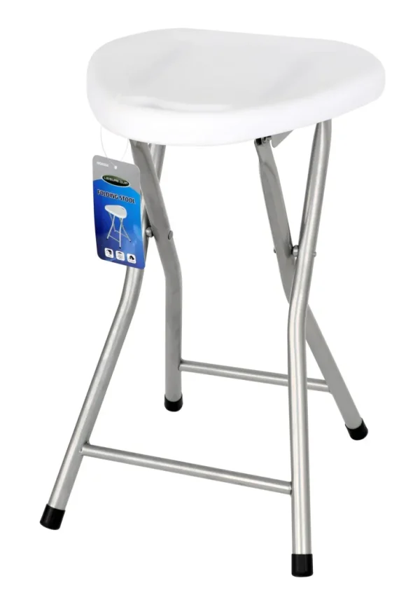 Folding Stool 31,5Cm Diameter 46Cm High - Folds Flat Hdpe Seat - Homeza